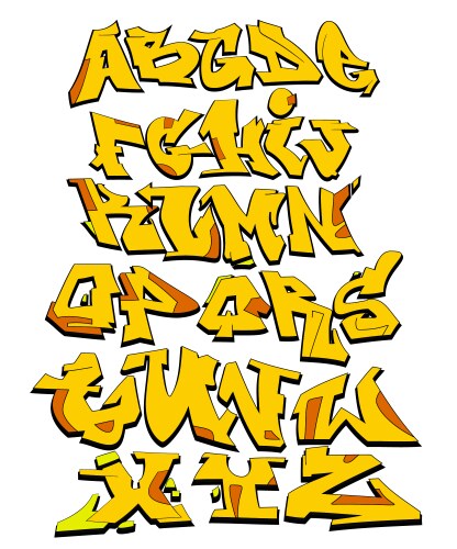 Bright cartoon comic graffiti font alphabet Vector Image