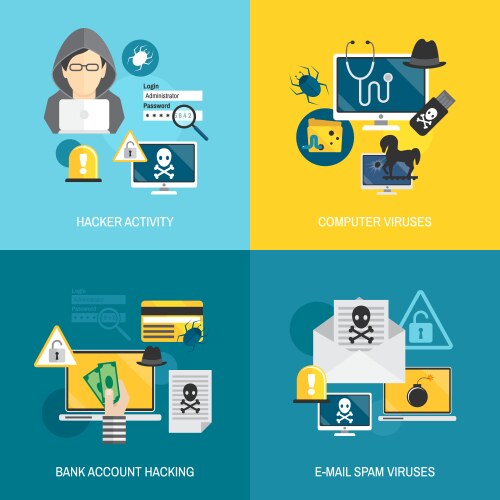 Hackers top tricks flat infographic poster Vector Image