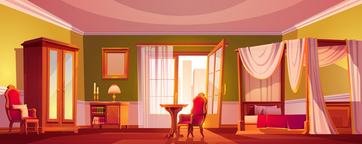 Interior of rich bedroom luxurious room Royalty Free Vector