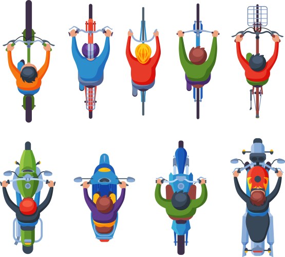 People on bike top view persons ride motorcycle Vector Image