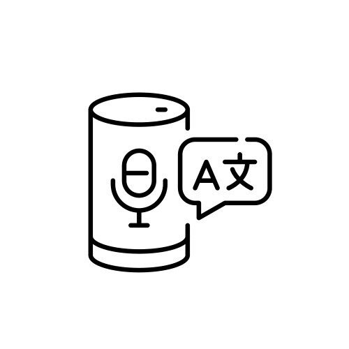 Hand holding smartphone with translation symbols Vector Image