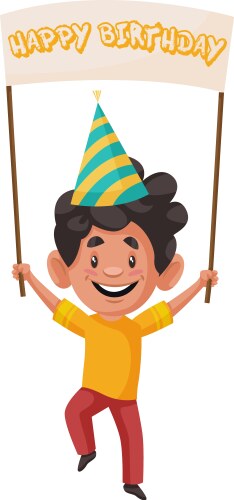Boy holding birthday gifts Royalty Free Vector Image