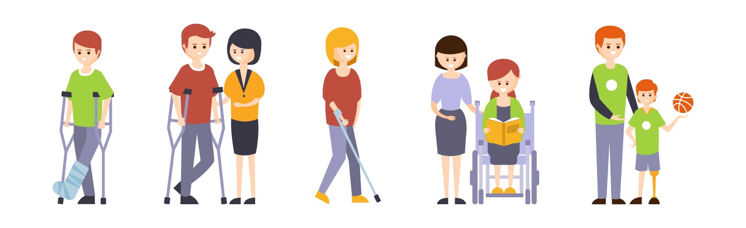 Happy disabled people character with disability Vector Image