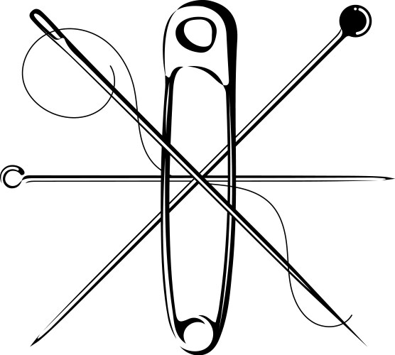 Sewing scissors needle with nick thimble symbol Vector Image