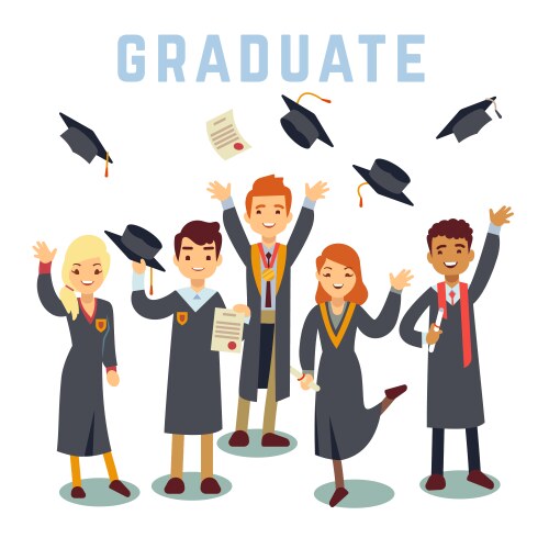 Students celebrating graduation Royalty Free Vector Image