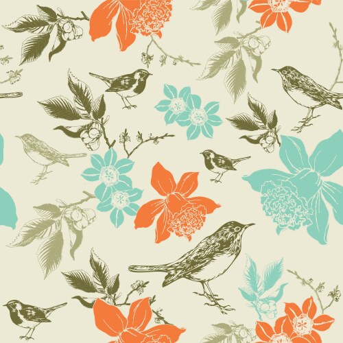Retro winter birds pattern Royalty Free Vector Image