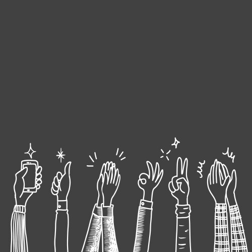 Hand drawn sketch style human hands clapping Vector Image