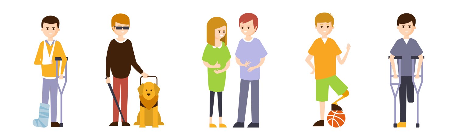 Happy disabled people character with disability Vector Image