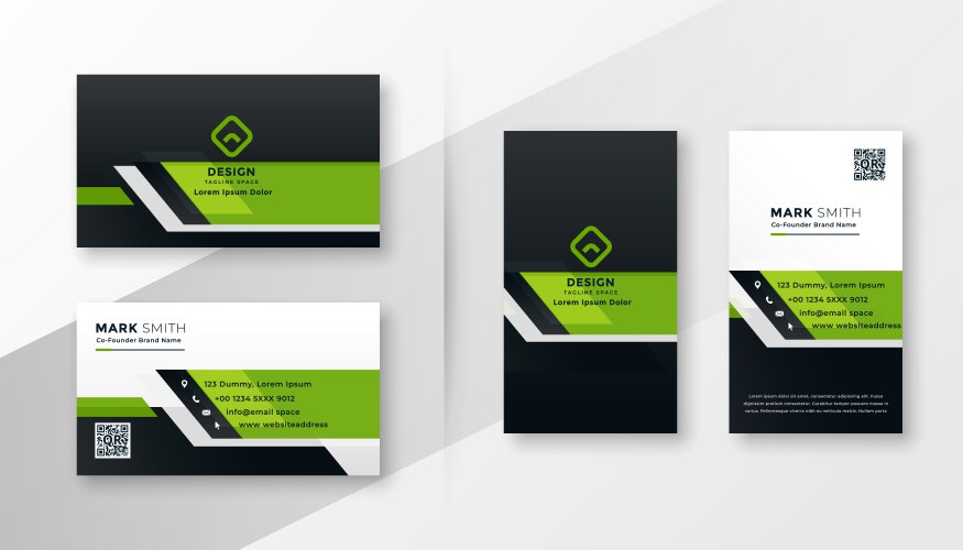 Clean green visit card Royalty Free Vector Image