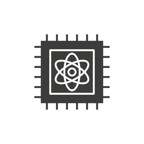 Quantum computing line icon isolated on white Vector Image