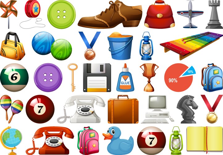 Large set different objects Royalty Free Vector Image