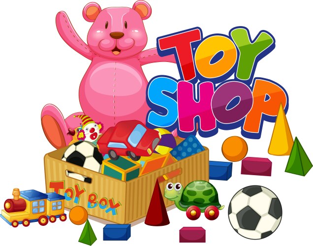 Kids toys on wood shop shelves Royalty Free Vector Image