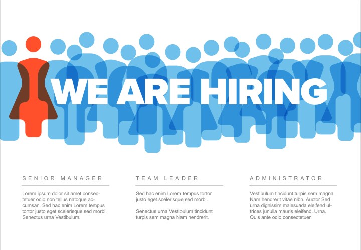 We are hiring blue and red minimalistic flyer Vector Image