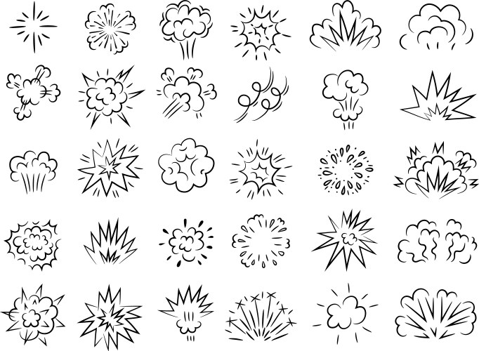 Hand drawn of doodle firework sunburst explosion Vector Image