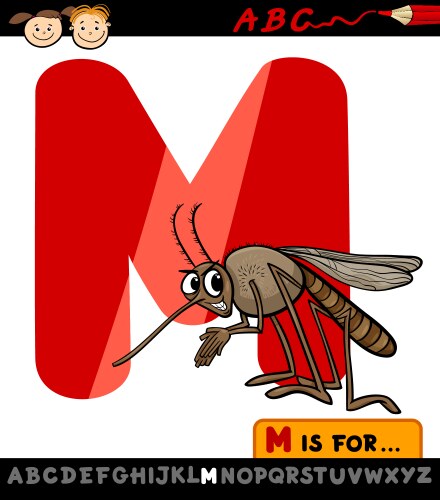 Letter m for mantis cartoon Royalty Free Vector Image