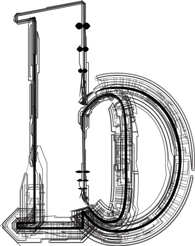 Grunge colorful font letter b Royalty Free Vector Image