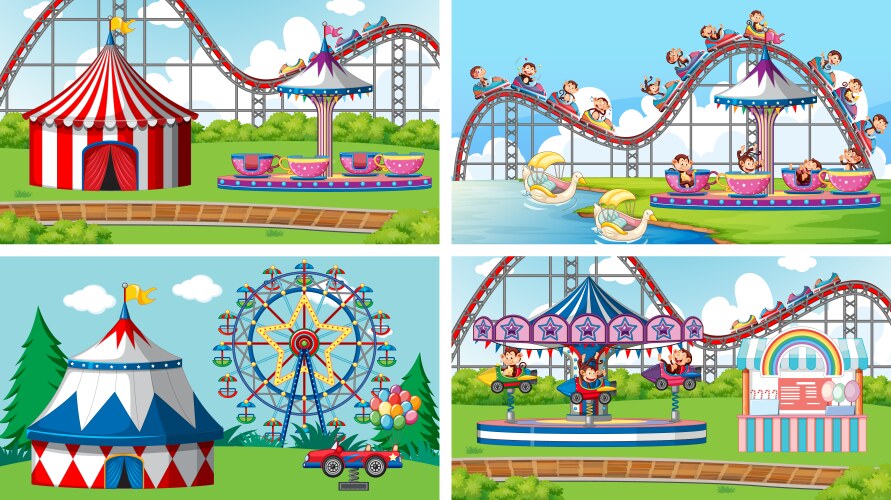 Amusement park fun fair circus entertainment Vector Image