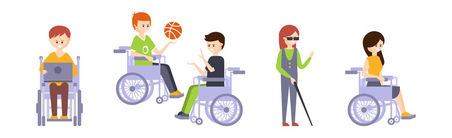 Happy disabled people character with disability Vector Image