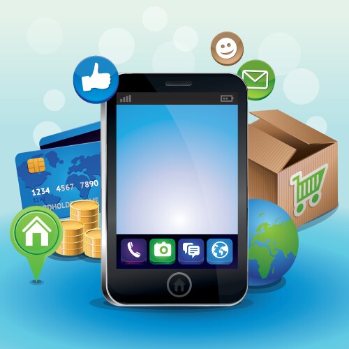 Mobile phone with check in mark Royalty Free Vector Image