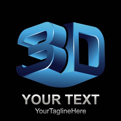 Abstract 3d text shape icon logo Royalty Free Vector Image
