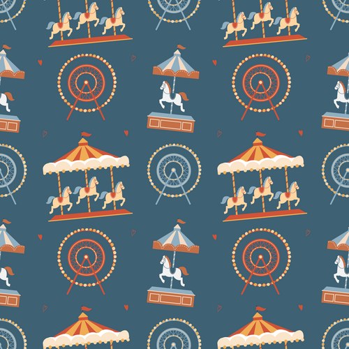 Vintage Carousel Horses Pattern – Royalty-Free Vector | VectorStock