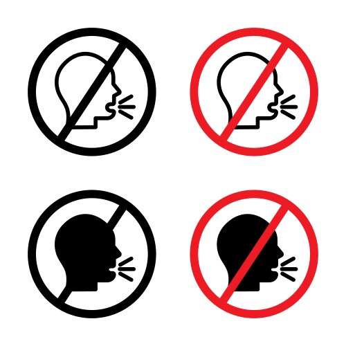 Stop talking sign icon set prohibited noise Vector Image