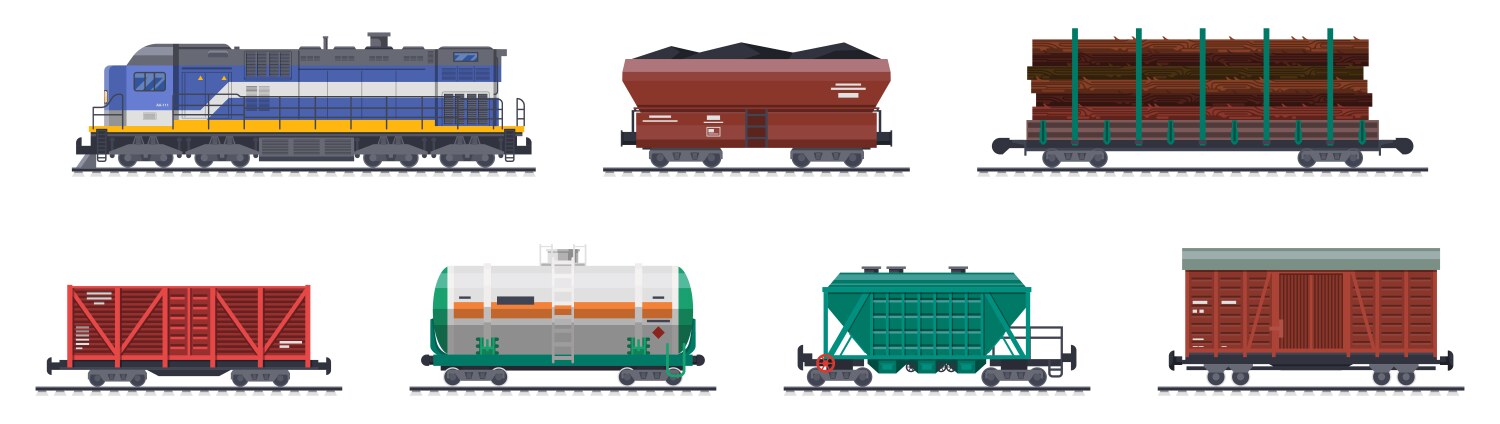 Train freight wagons cargo box car containers Vector Image