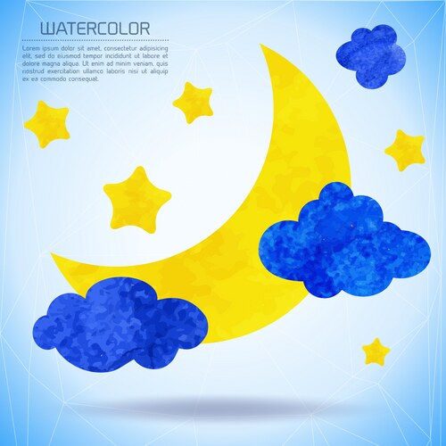 Watercolor Moon and Star Background – Royalty-Free Vector | VectorStock