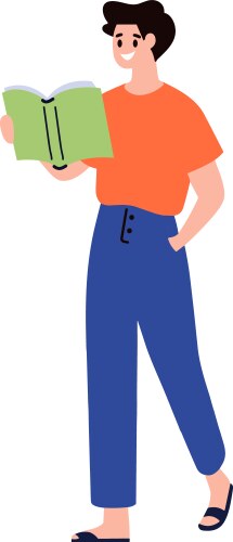 A man reading book flat style isolated Royalty Free Vector