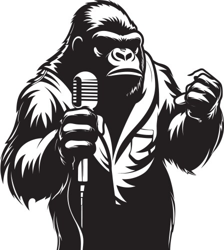 Ape audition microphone icon emblem groovy Vector Image