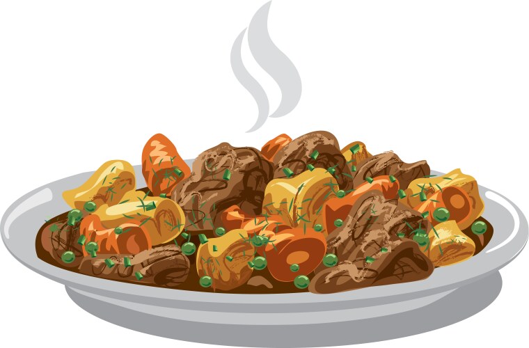 Beef stew dish Royalty Free Vector Image - VectorStock