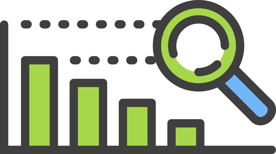 Data business graph chart under magnifying glass Vector Image