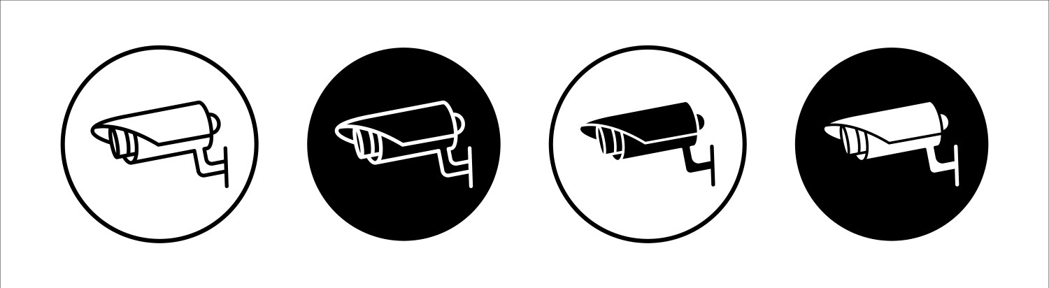 Cctv camera logo sign set outline Royalty Free Vector Image