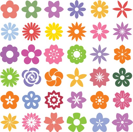 Flower simple shape icon set Royalty Free Vector Image