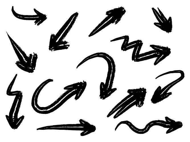 Hand drawn brush arrow Royalty Free Vector Image