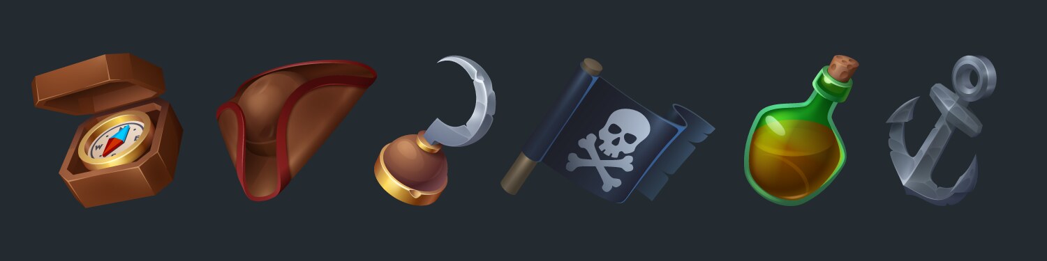 Pirate adventure game ui elements Royalty Free Vector Image