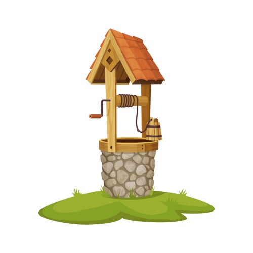 Old stone well ancient water source Royalty Free Vector