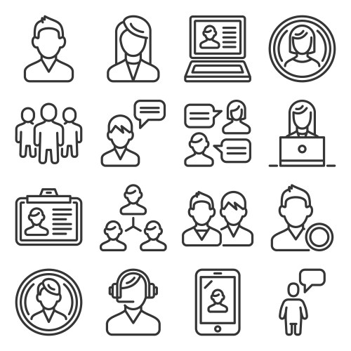 Talking and speaking people icons set Royalty Free Vector