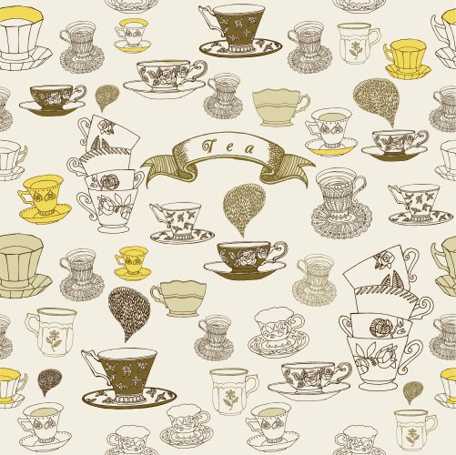 Vintage tea time pattern Royalty Free Vector Image