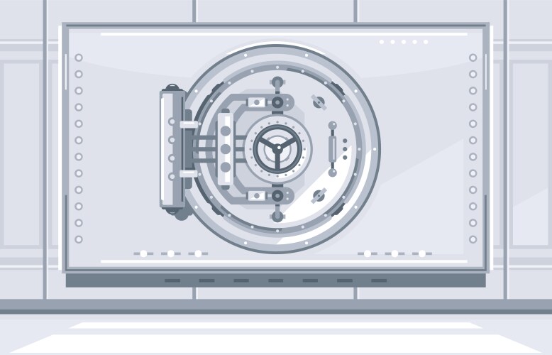 Cartoon drawing of open empty vault door Vector Image