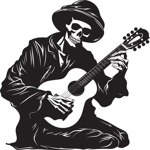 Bone strings symphony skeleton playing guitar Vector Image