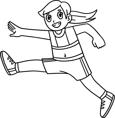 Track and field female high jumping coloring page Vector Image