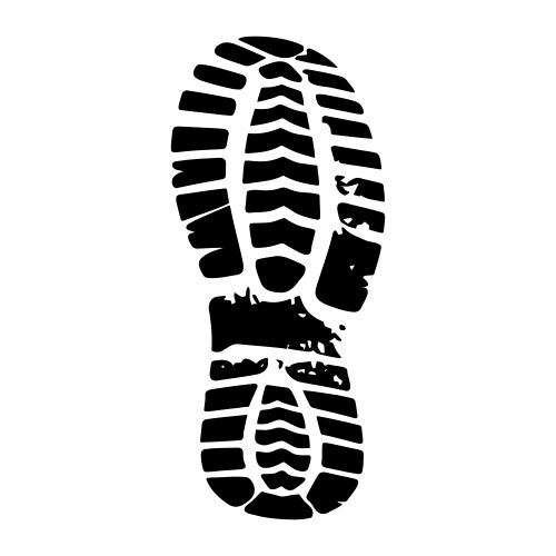 Footstep black silhouette bootprint isolated Vector Image