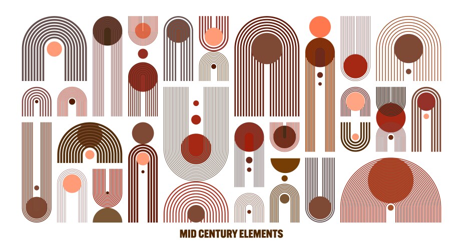 Mid century modern pattern geometric shapes Vector Image