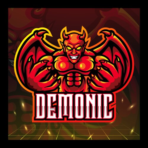 Red devil mascot esport logo design Royalty Free Vector