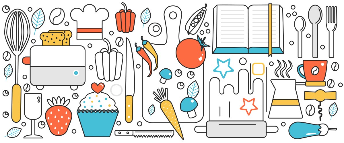 Culinary cards kitchen recipe notebook pages Vector Image