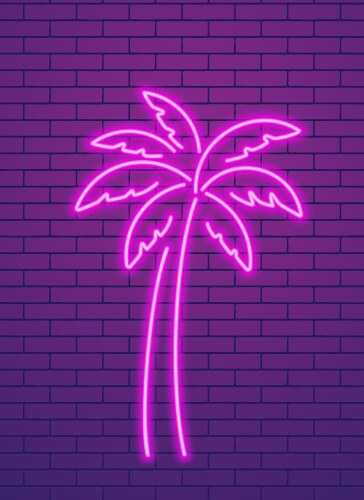 Pink neon treble clef Royalty Free Vector Image
