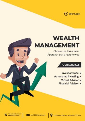 Flyer design of wealth management Royalty Free Vector Image