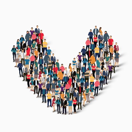 Group people shape letter w Royalty Free Vector Image