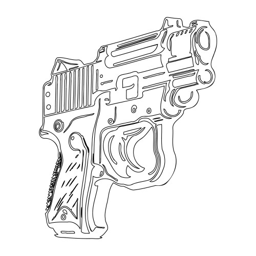 Gun galaxy outline sketch Royalty Free Vector Image
